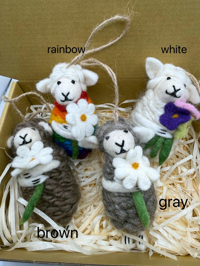 Handmade Wool Felt Sheep With Flower – Wool Holiday Gift, Positive ...
