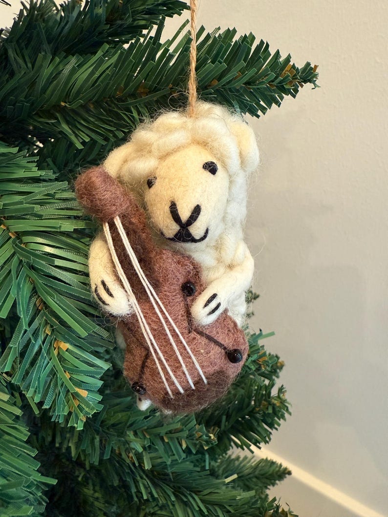 Felt Sheep Ornament – Handmade Wool Christmas Tree Decor, Woodland Farm ...
