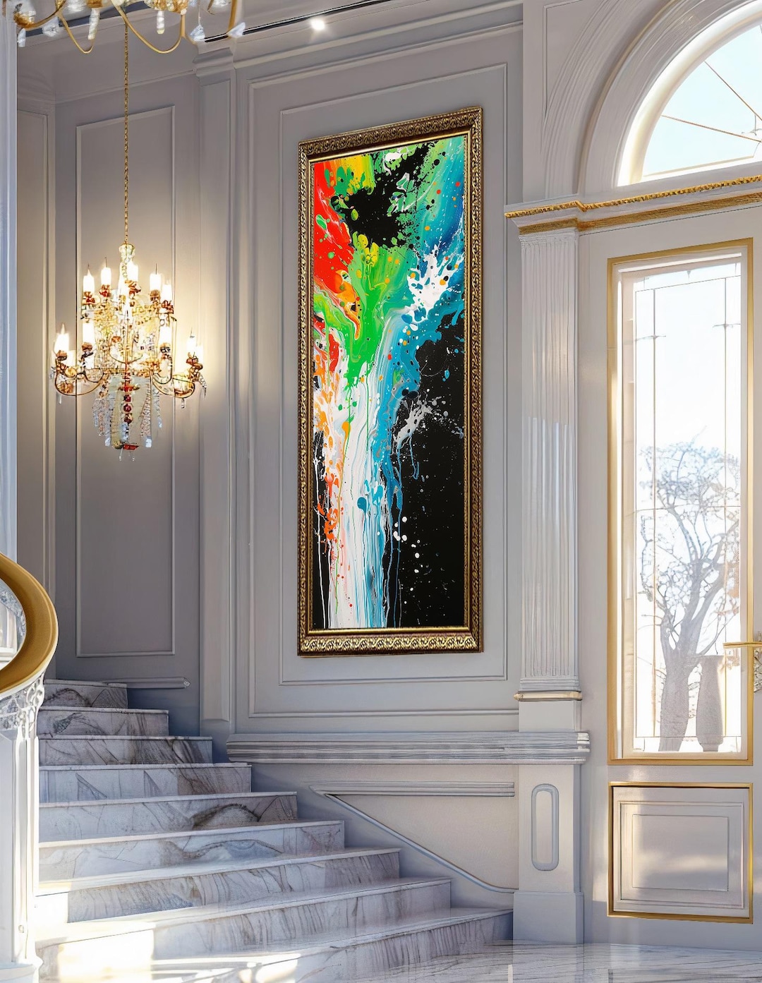 Abstract Color Splash Wall Art Modern Paint Explosion Canvas Art ...