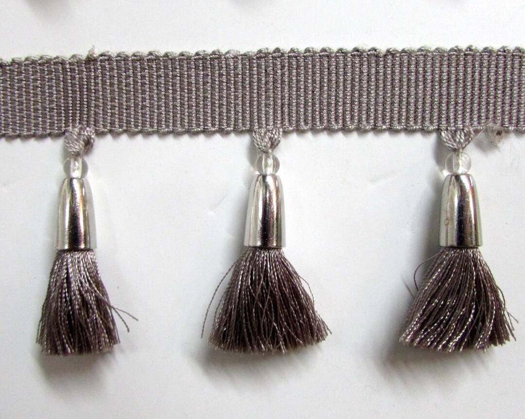 Silver/taupe BEADED TRIM 2 Inch With Silver - Etsy