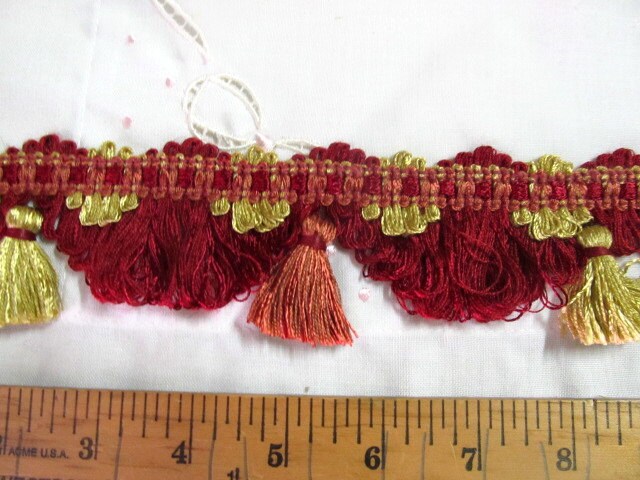 Scalloped Tassel Fringe red and gold one yd min need more let | Etsy