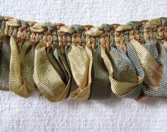 Amazing Ribbon Fringe Trim in Bronzy Gold Green - Etsy