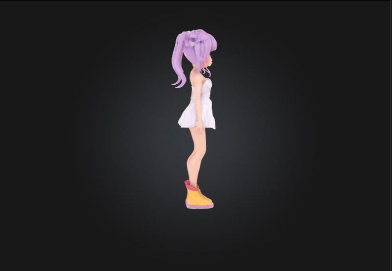 Cute Anime Girl STL File for 3D Printing – Kawaii Style Purple Hair ...