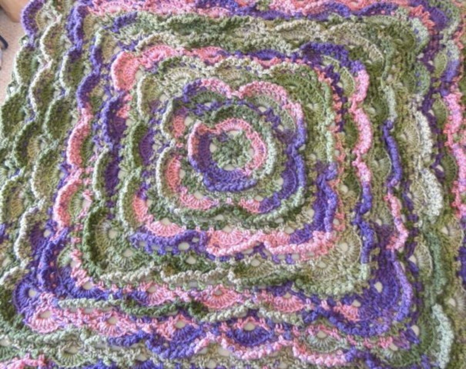 Spring Afghan Pink Purple Green 3 Dimensional Flower Pattern - Etsy