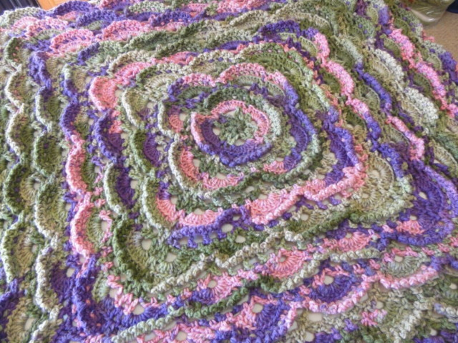 Spring Afghan Pink Purple Green 3 Dimensional Flower Pattern - Etsy
