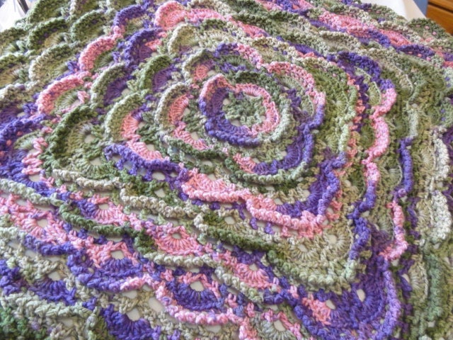 Spring Afghan Pink Purple Green 3 Dimensional Flower Pattern - Etsy