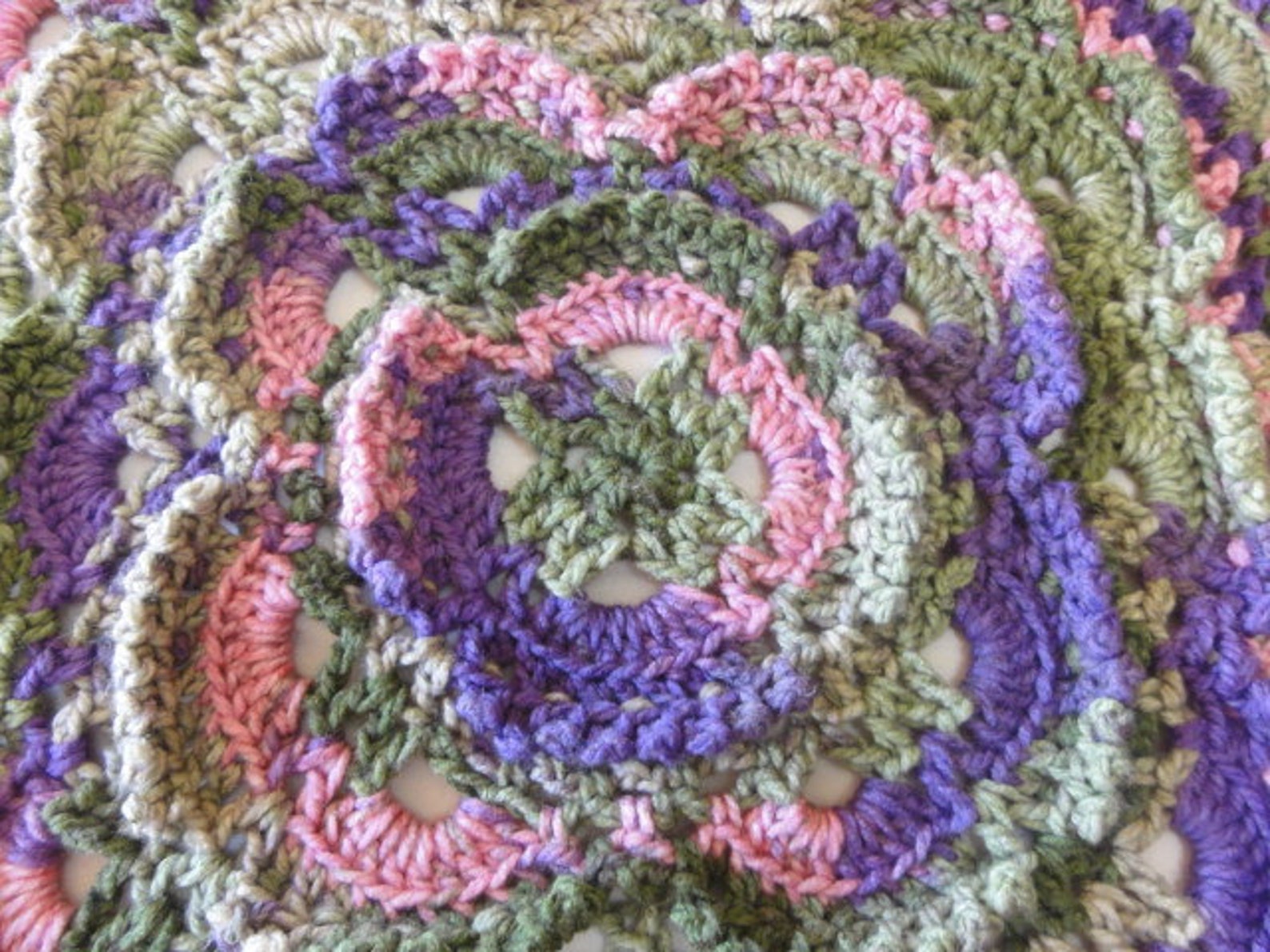 Spring Afghan Pink Purple Green 3 Dimensional Flower Pattern - Etsy