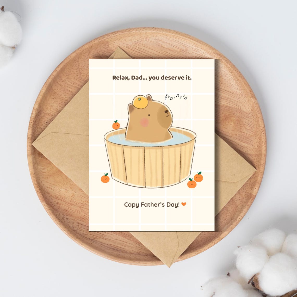 Cute Capybara Father’s Day Card, Digital Fathers Day Card, Kawaii ...