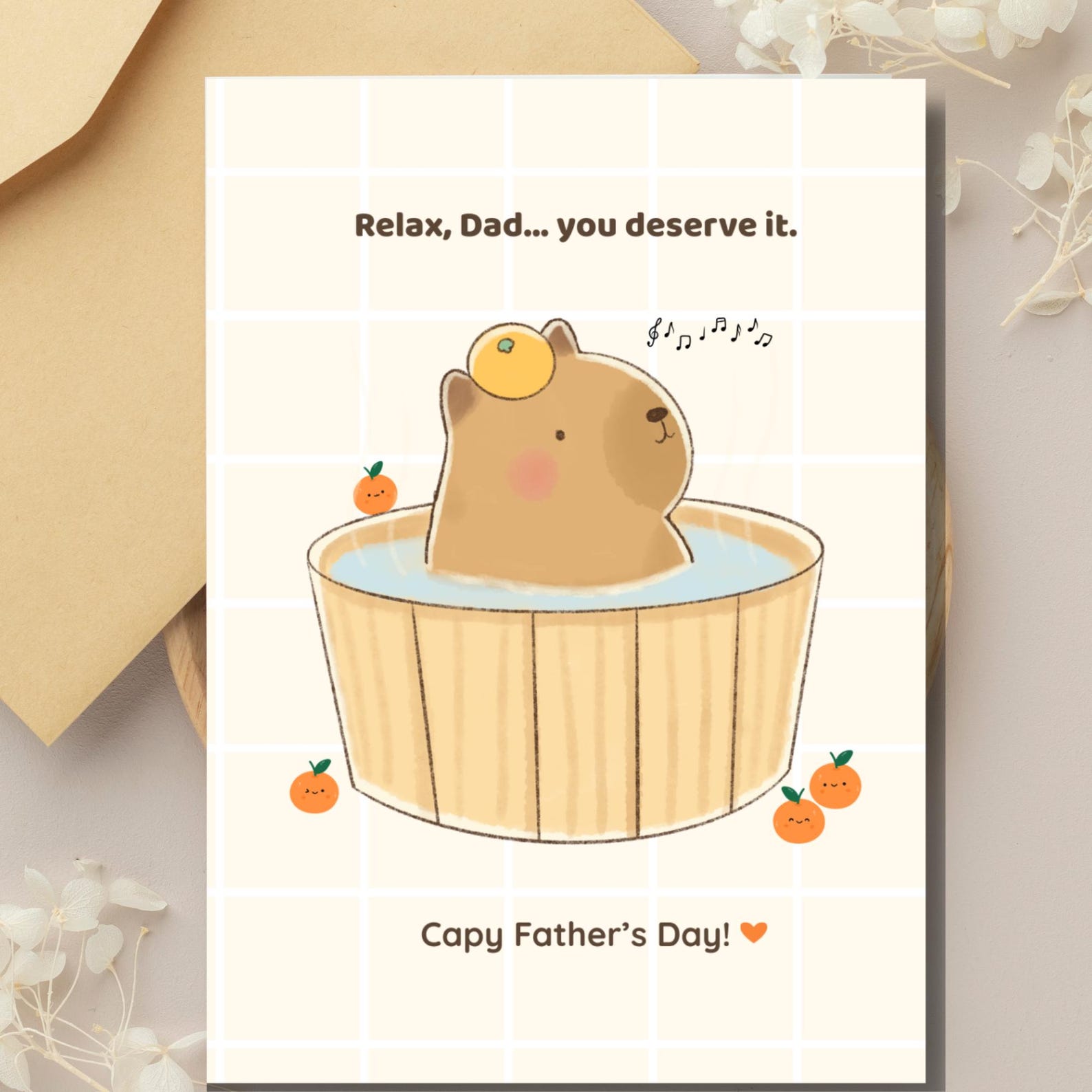 Cute Capybara Father’s Day Card, Digital Fathers Day Card, Kawaii ...
