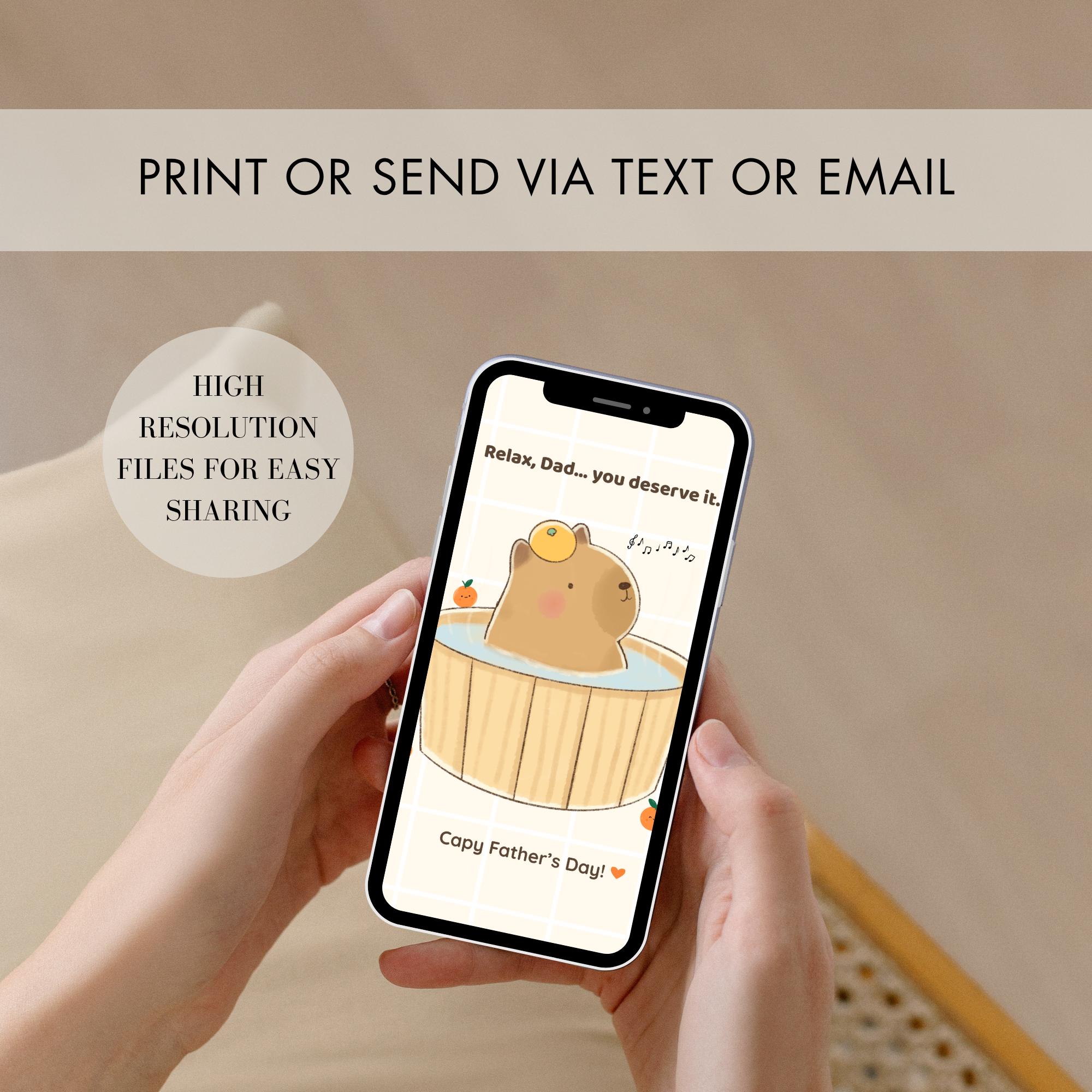 Cute Capybara Father’s Day Card, Digital Fathers Day Card, Kawaii ...