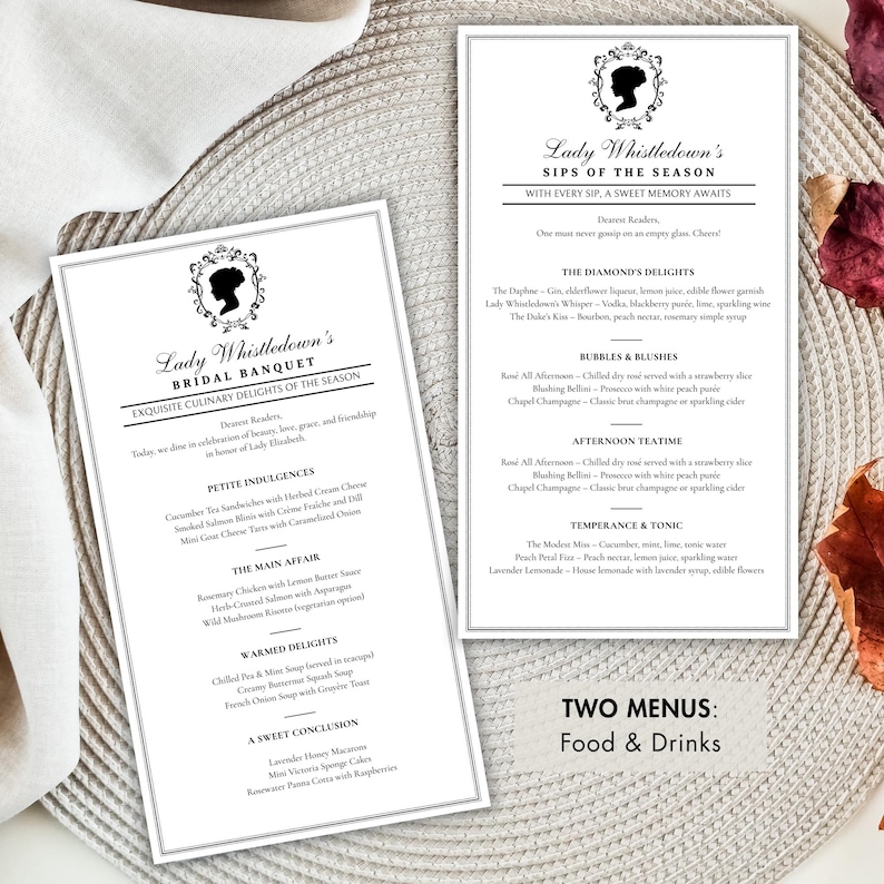 Bridgerton Menu Template: Lady Whistledown Society Paper (canva ...