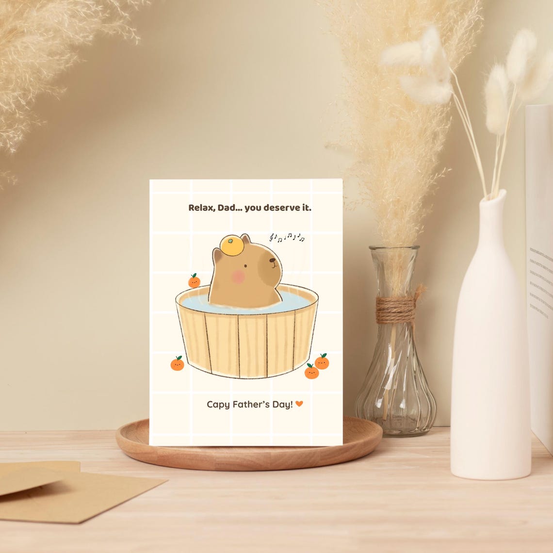 Cute Capybara Father’s Day Card, Digital Fathers Day Card, Kawaii ...