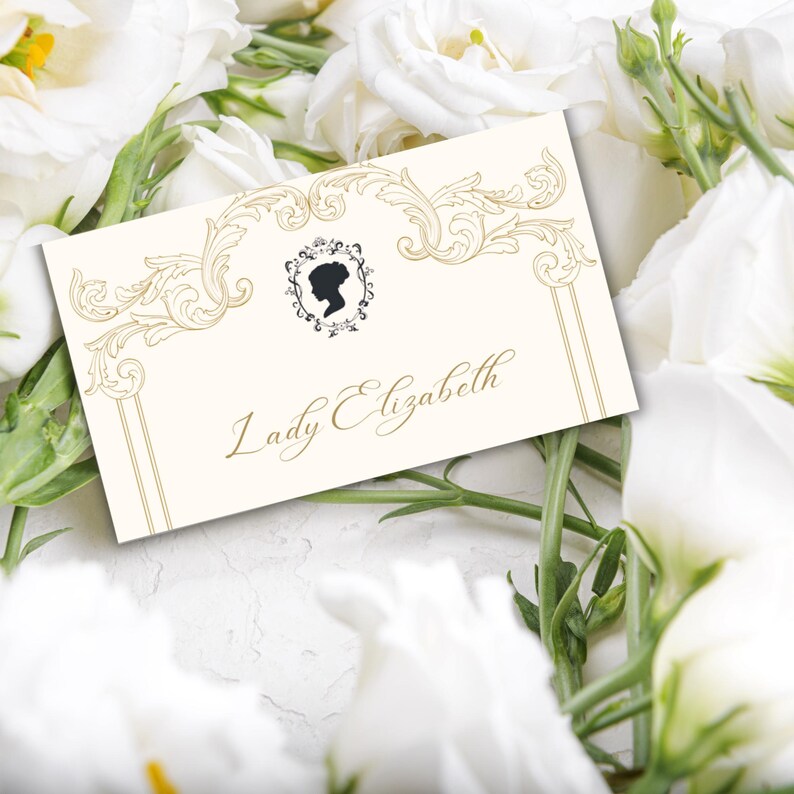 Bridgerton Place Card Template: Regency Wedding, Tea Party (canva ...