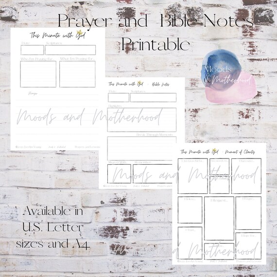 Prayer Notes Printable Bible Notes Printable Prayer and | Etsy