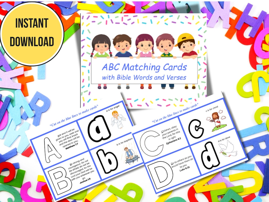 ABC Matching Cards With Bible Words and Verses - Etsy Australia