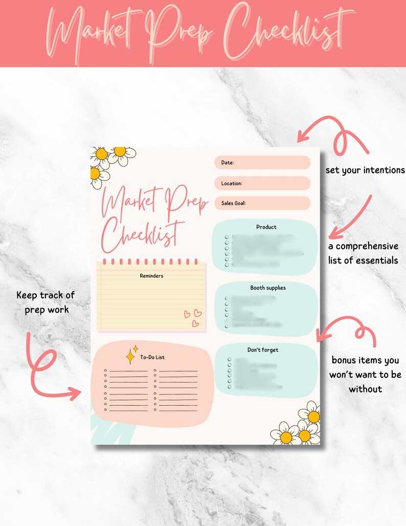 Market Prep Checklist, Editable Pdf, Vendor Market, Handmade Business ...