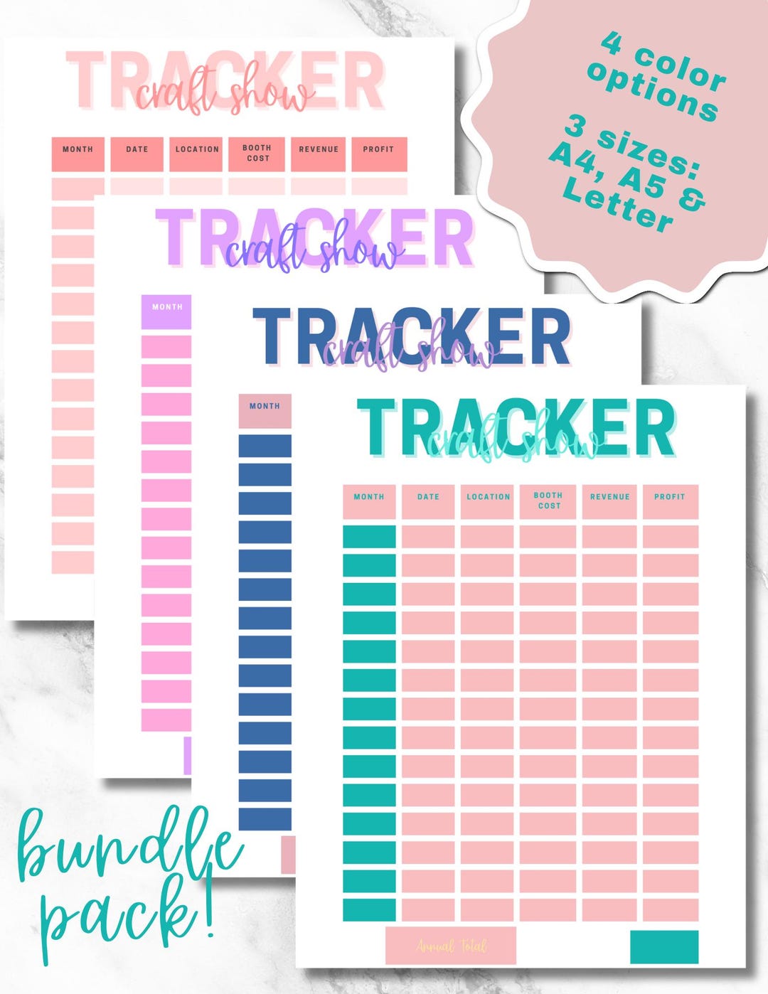 Craft Show Profit Tracker, Printable Pdfs, Letter Size, A4, A5, Bundle ...