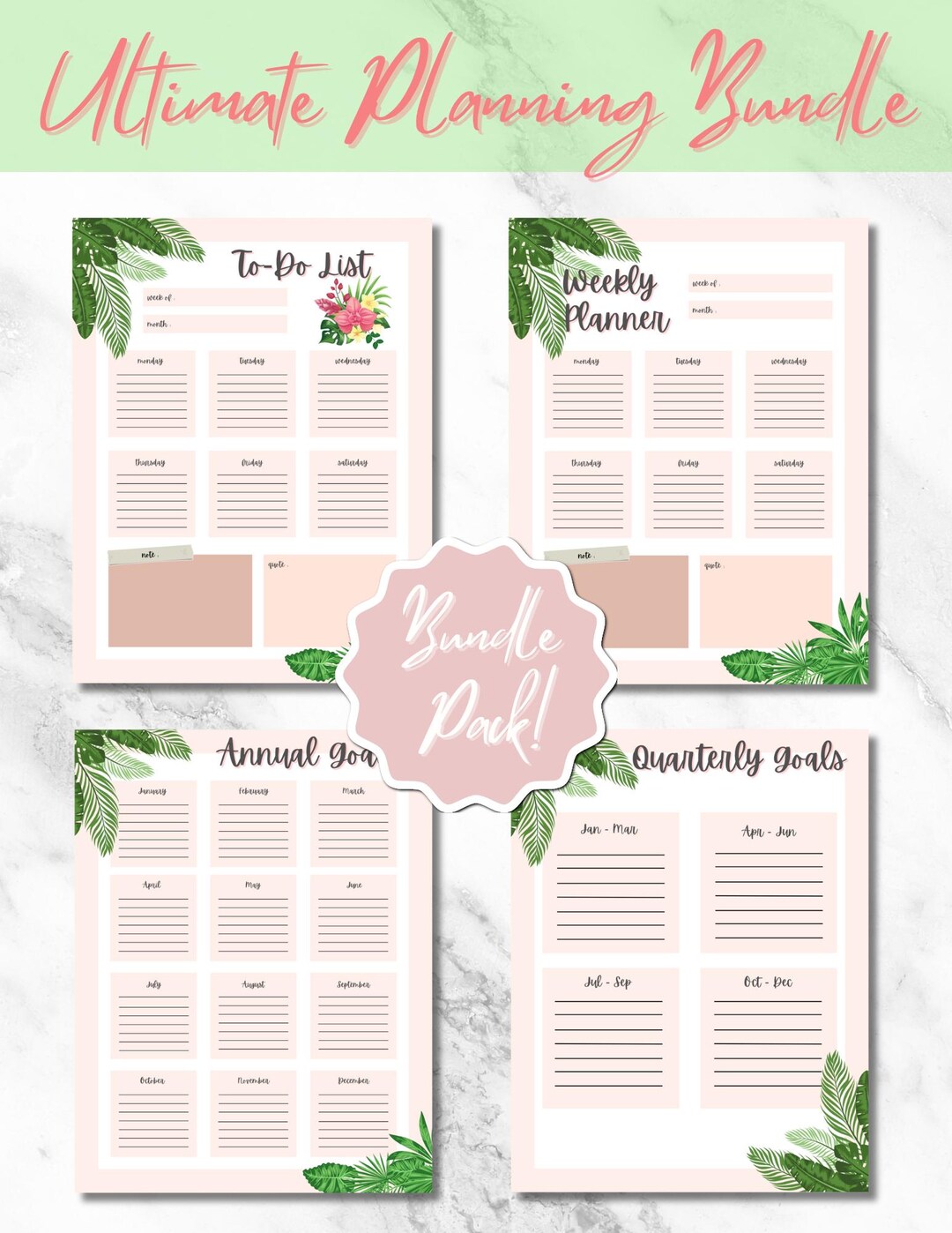 Ultimate Planning Bundle, EDITABLE Pdfs, Weekly Planner, To-do List ...