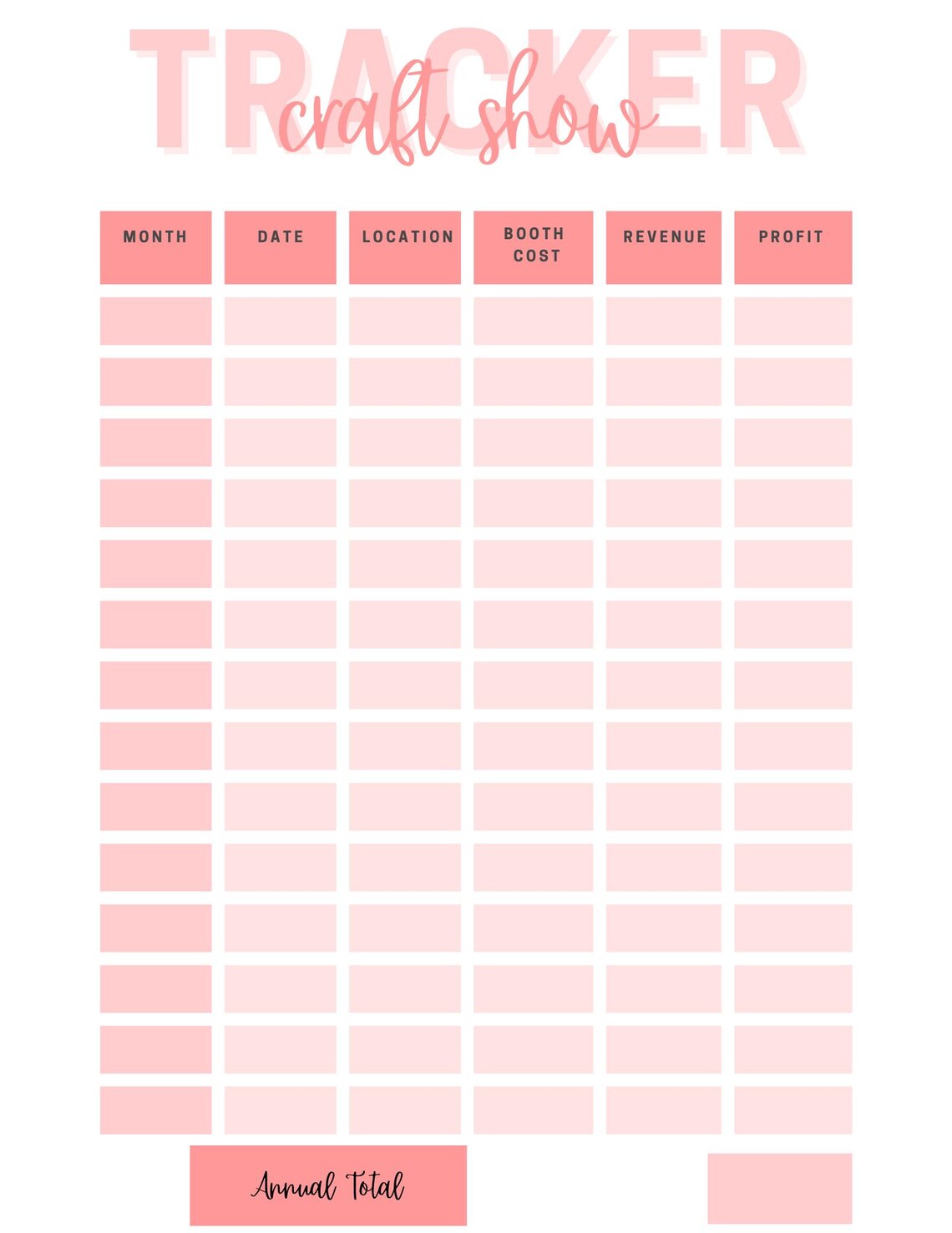 Craft Show Profit Tracker, Printable Pdfs, Letter Size, A4, A5, Bundle ...