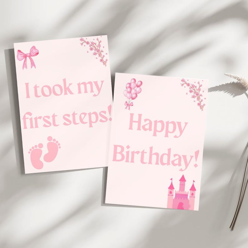 Printable Baby Girl Milestone Cards | Baby Monthly Photo Cards | 1-12 ...