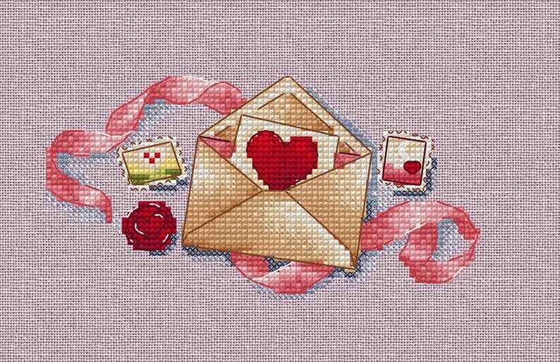 Love Letter Cross Stitch Pattern | Romantic Envelope With Heart ...