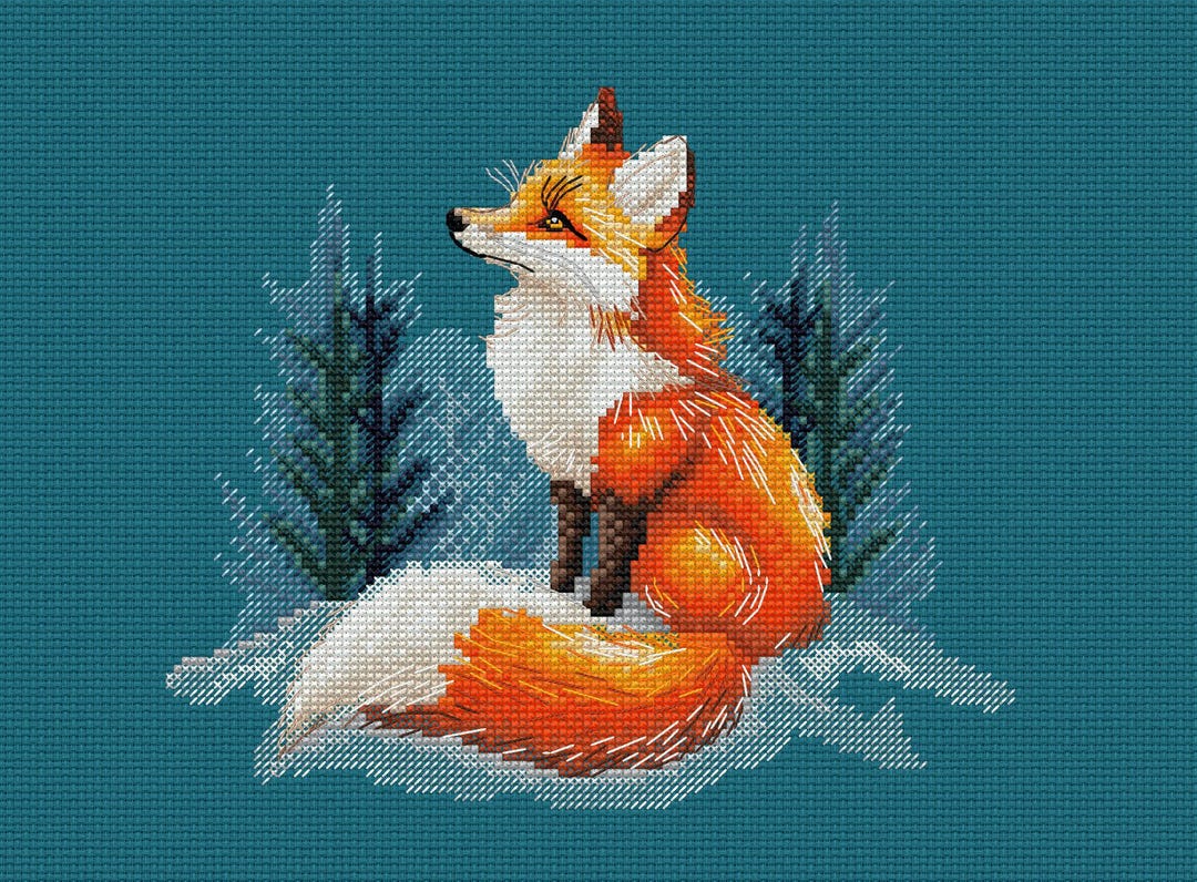 Fox Cross Stitch Pattern PDF, Winter Woodland Animal, Modern Embroidery ...
