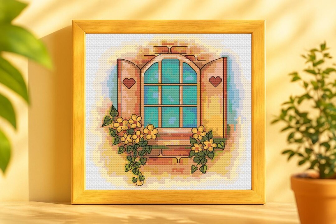 Cozy Window With Flowers Cross Stitch Pattern | Summer Cottage | Cozy ...