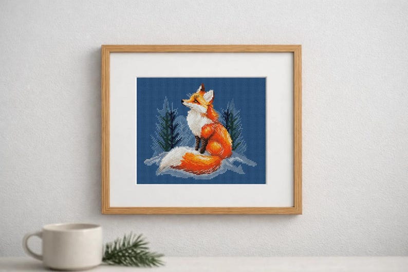 Fox Cross Stitch Pattern PDF, Winter Woodland Animal, Modern Embroidery ...