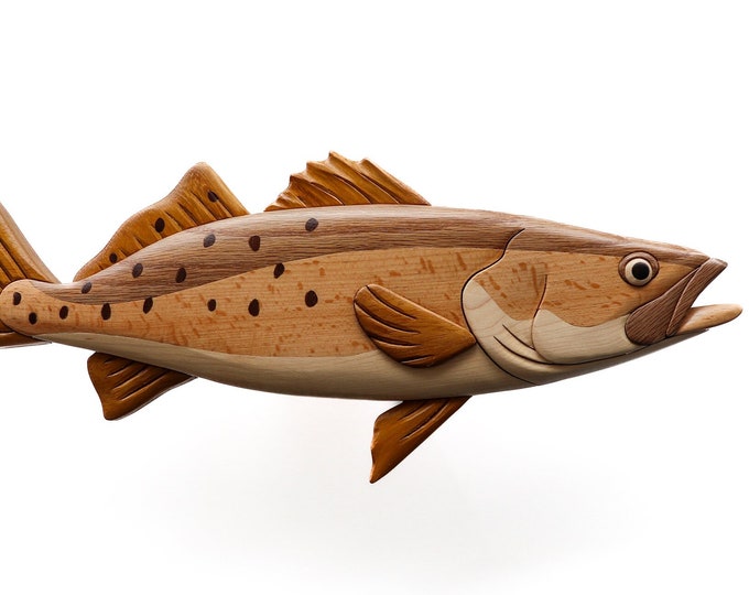 Speckled Trout Fish Intarsia Wall Hanging, Salt Water Fishing, Spotted ...