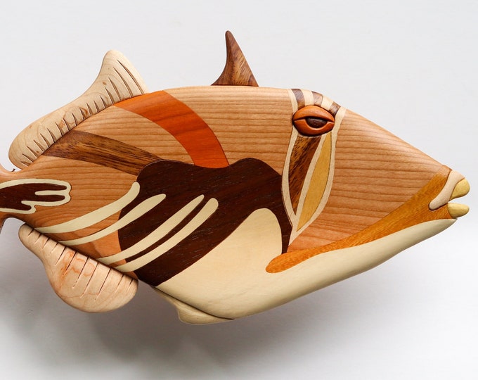 Picasso Triggerfish Intarsia Wall Hanging Wooden Tropical - Etsy