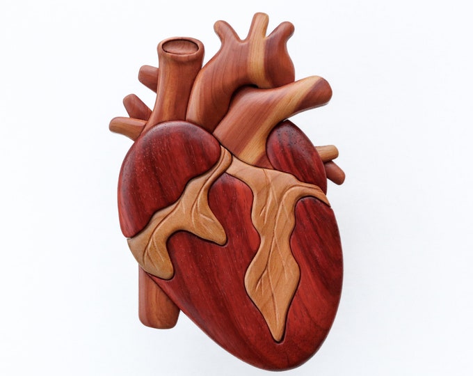 Anatomical Heart Intarsia Wall Hanging Wooden Valentine's - Etsy