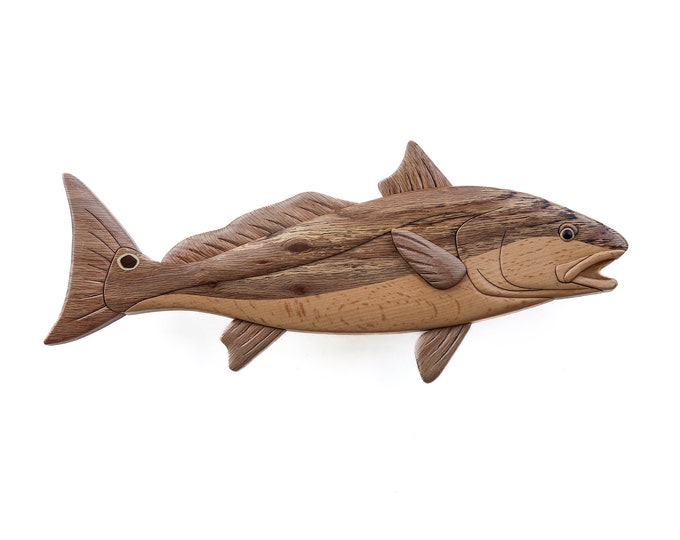 Red Drum Intarsia Wall Hanging, Spot Tail Bass, Wooden Fish, Salt Water ...