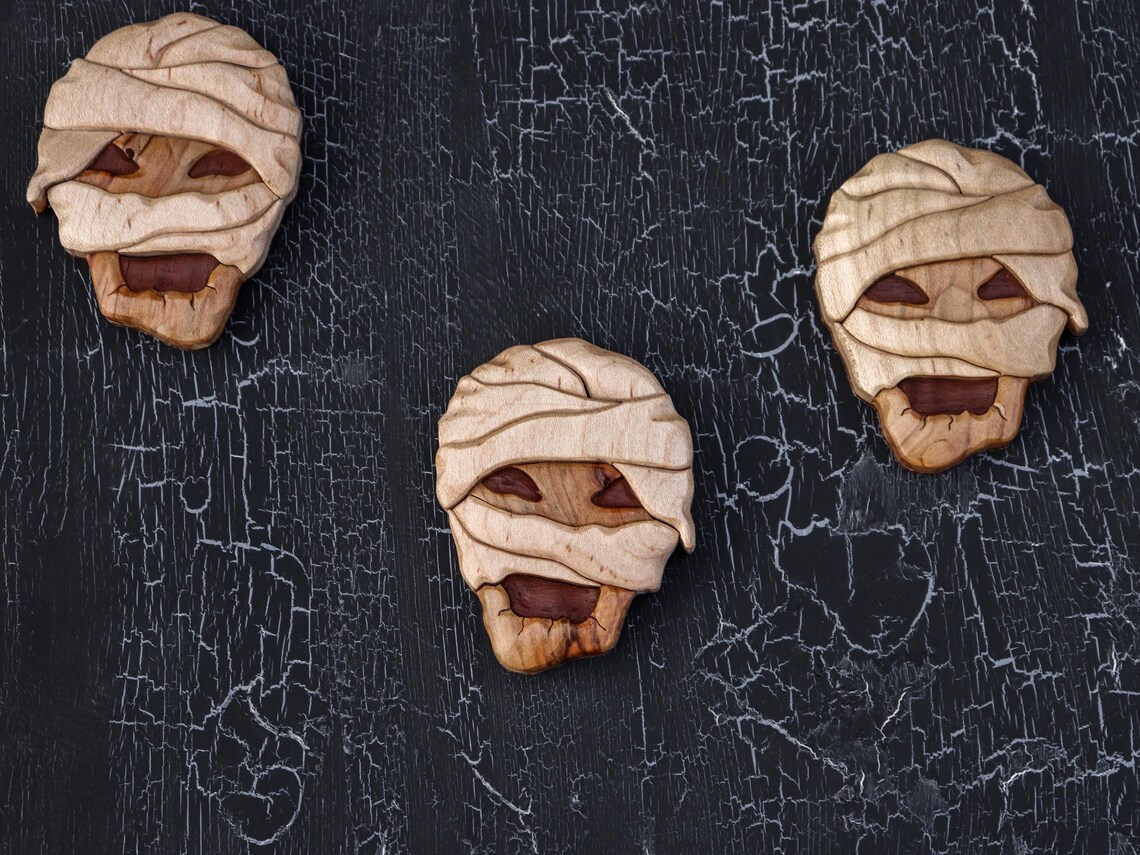 Mummy Egyptian Monster Wood Carved Intarsia Ornament / Magnet - Etsy