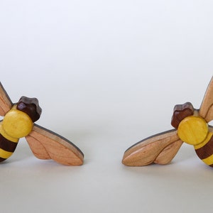 Honey Bee Wooden Magnet / Ornament, Intarsia Wood Art, Spring Decor ...