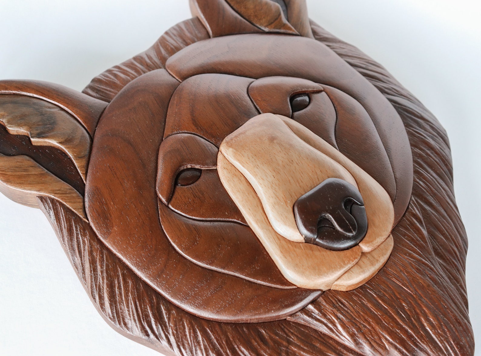 Black bear intarsia wall hanging Scroll saw art Wood carved | Etsy