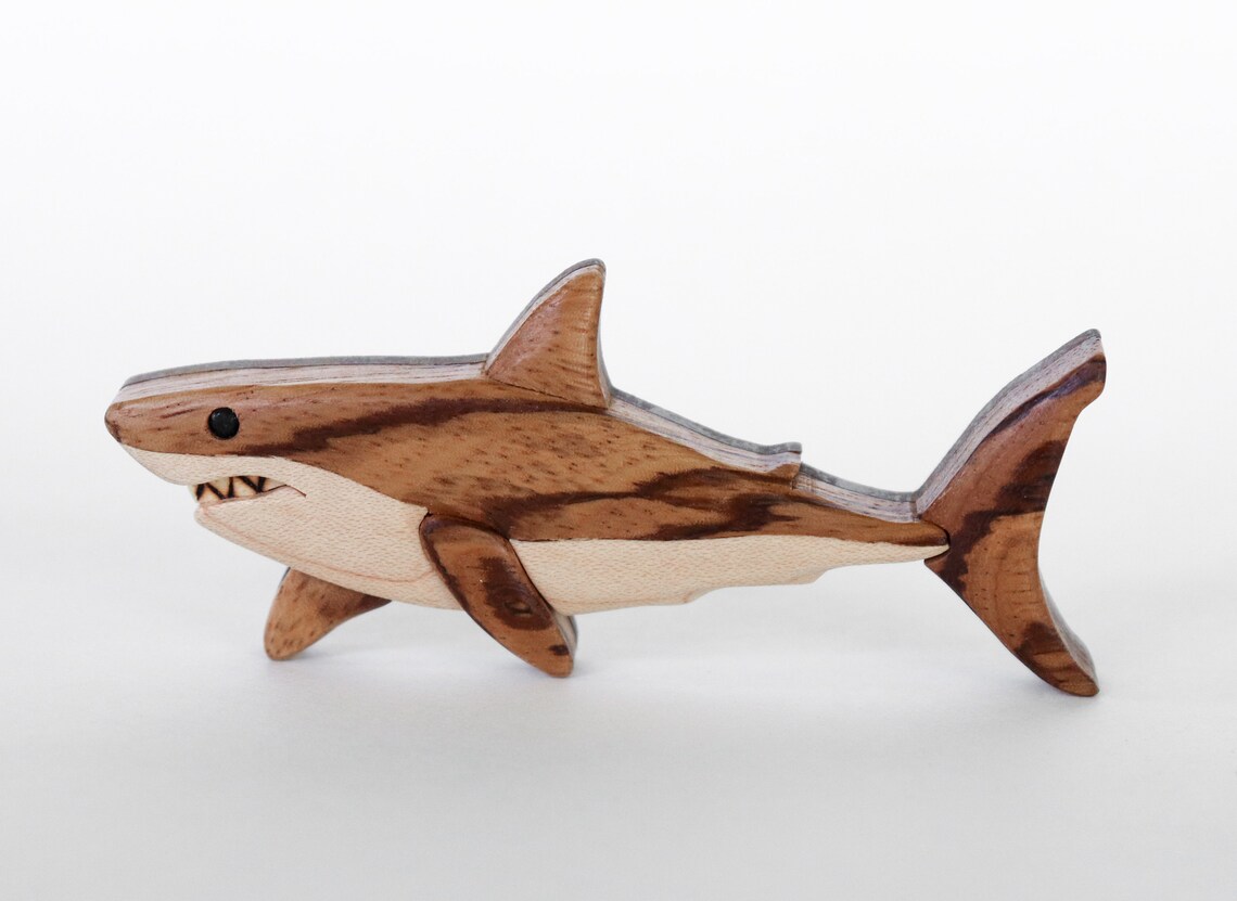 Great White Shark Wooden Magnet / Ornament Intarsia Wood Art - Etsy