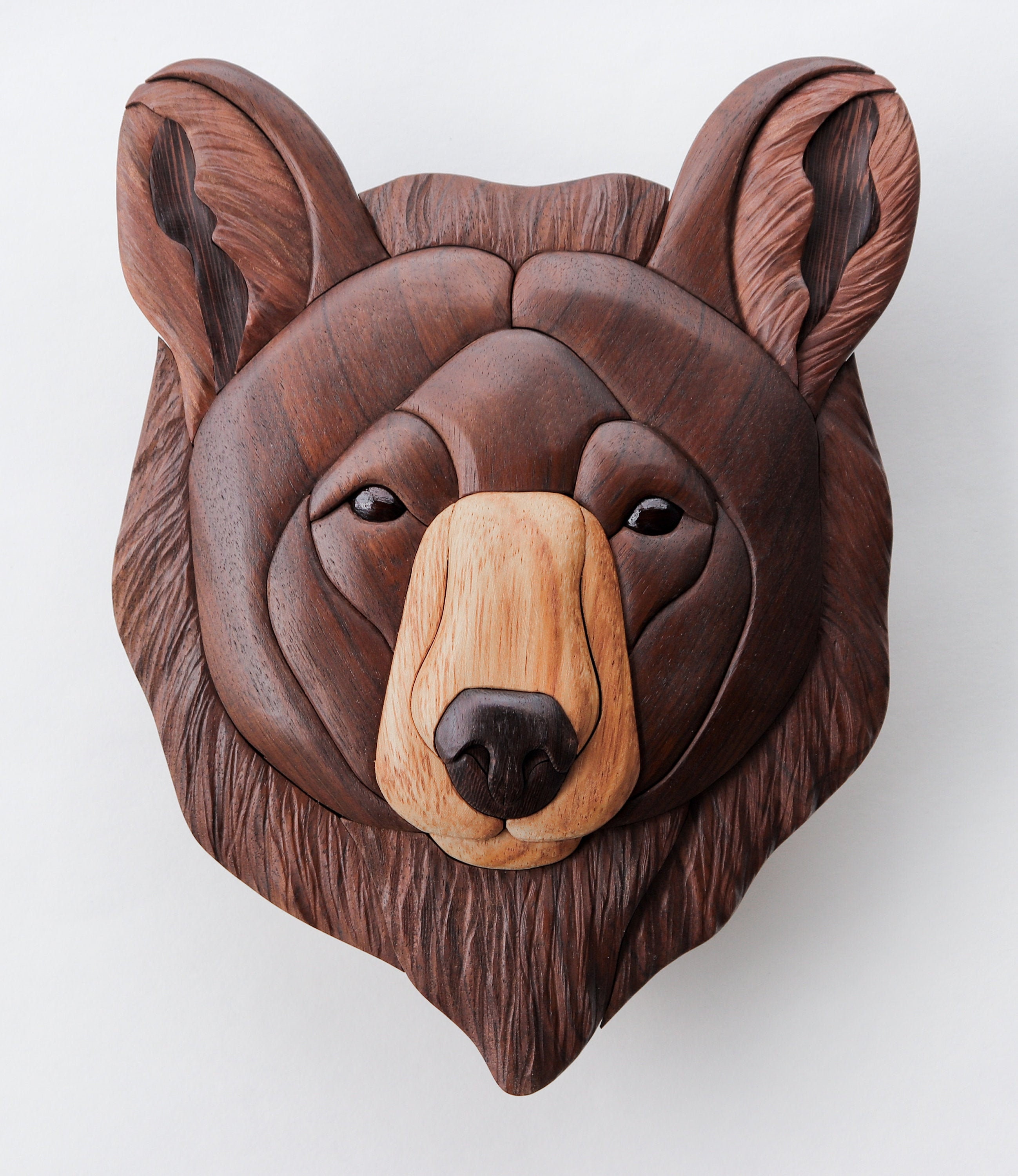 Black bear intarsia wall hanging Scroll saw art Wood carved | Etsy
