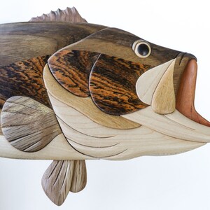 Large Mouth Bass Intarsia Wall Hanging, Fresh Water Fishing, Fish Wood ...