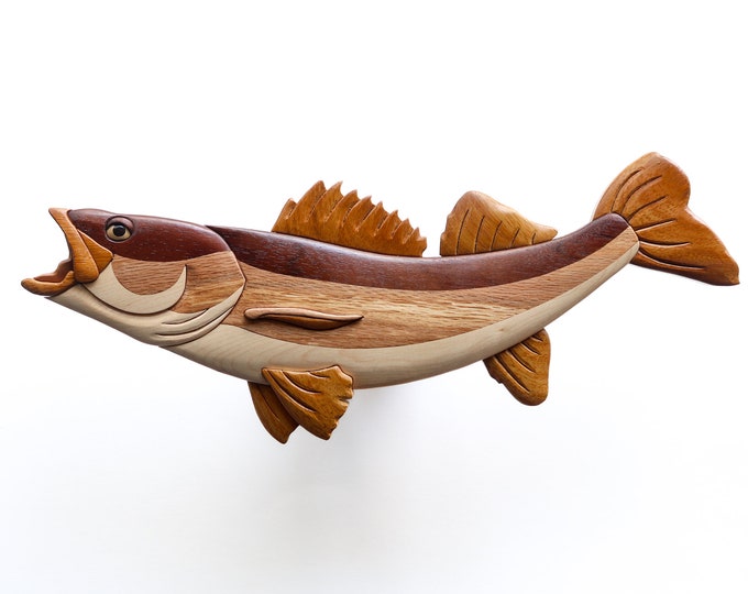 Walleye Fish Intarsia Wall Hanging Wooden Fish Carving North - Etsy