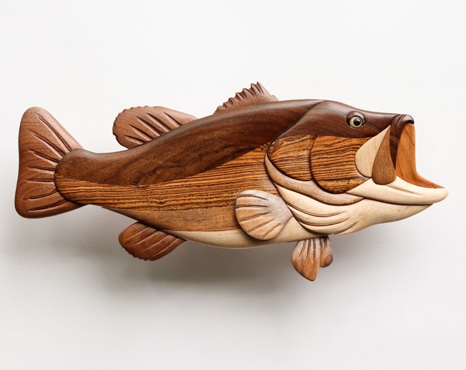 Large Mouth Bass Intarsia Wall Hanging Fresh Water Fishing | Etsy