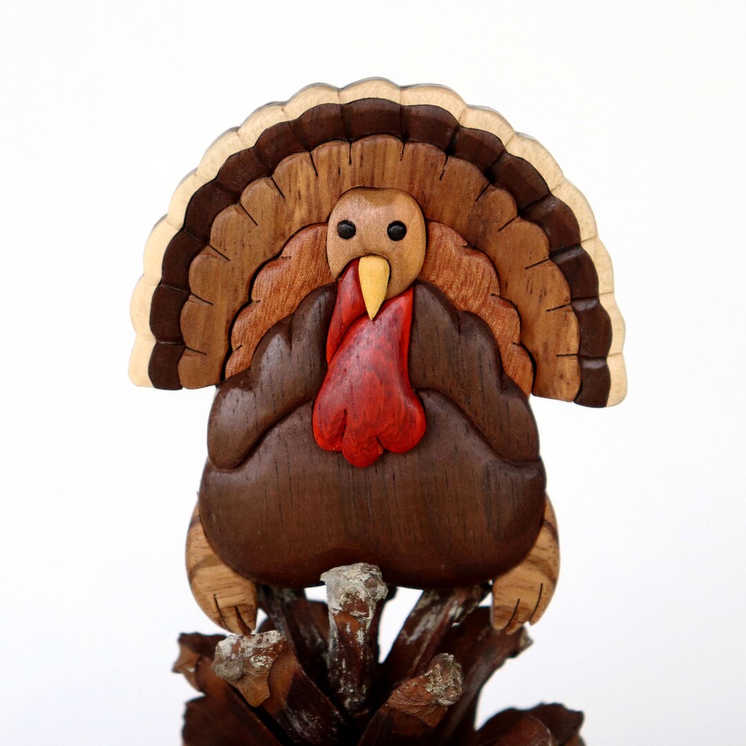 Turkey Christmas Ornament or Magnet, Handmade Wildlife Intarsia Wood ...