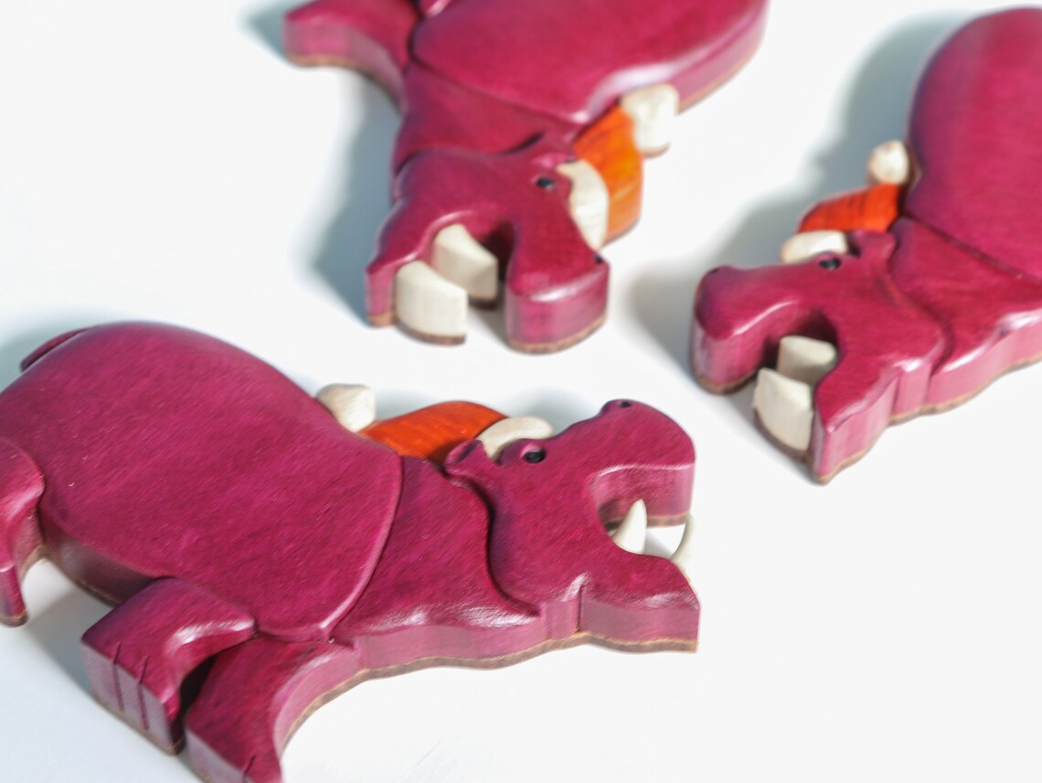 Hippopotamus Wooden Magnet / Ornament Christmas Tree Decor - Etsy