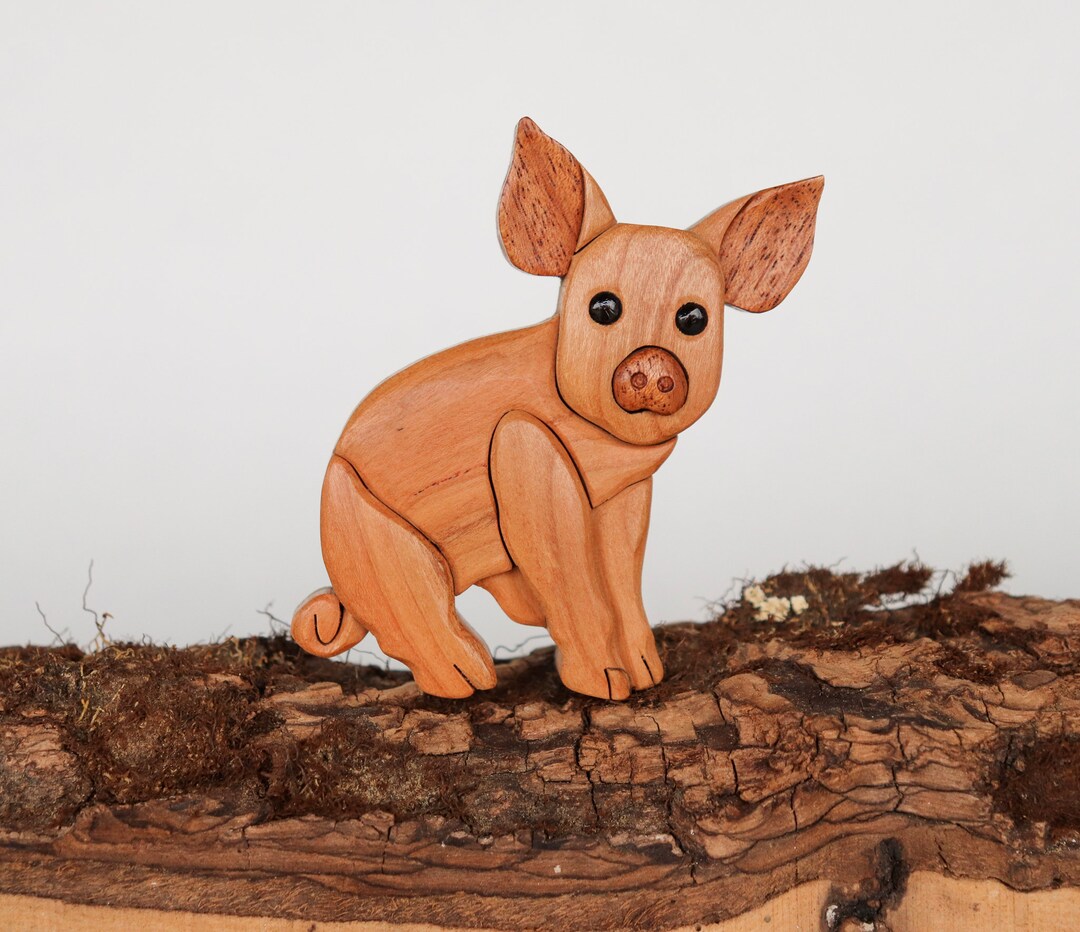 Pig Wood Carved Intarsia Ornament / Magnet - Etsy