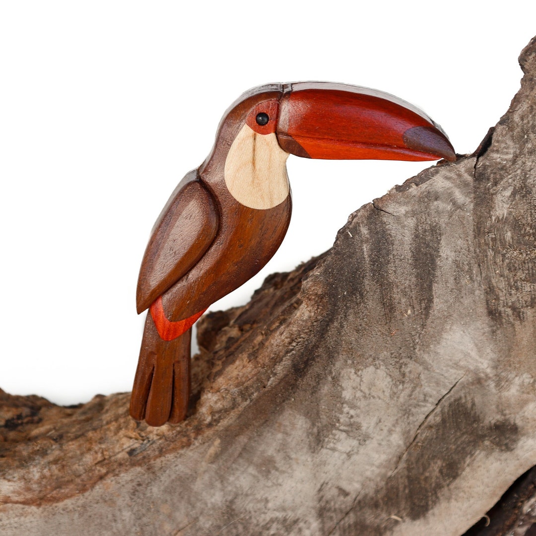 Toucan Wood Carved Christmas Ornament, Wooden Animal Magnet, Jungle ...