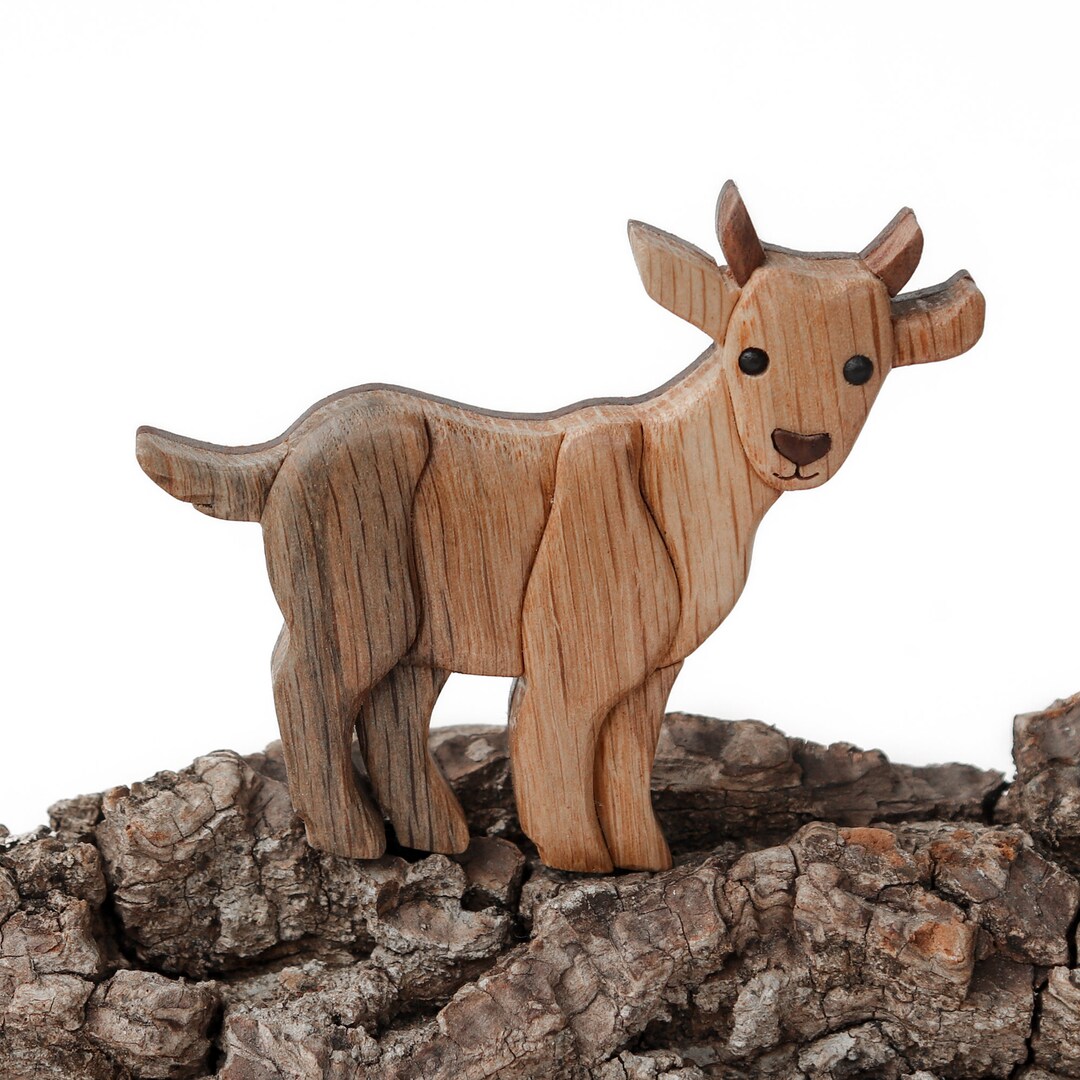 Mountain Goat Wood Carved Intarsia Ornament / Magnet - Etsy