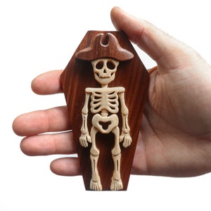 Skeleton Wooden Magnet / Ornament, Halloween Intarsia Art, Wood Carving ...