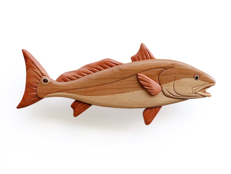 Red Drum Intarsia Wall Hanging Spot Tail Bass Fish Wood | Etsy