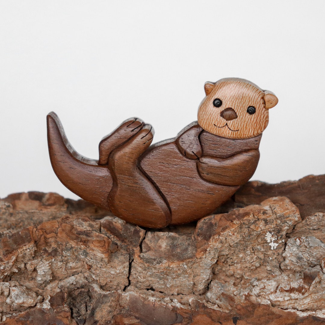 Sea Otter Wood Carved Intarsia Ornament / Magnet - Etsy