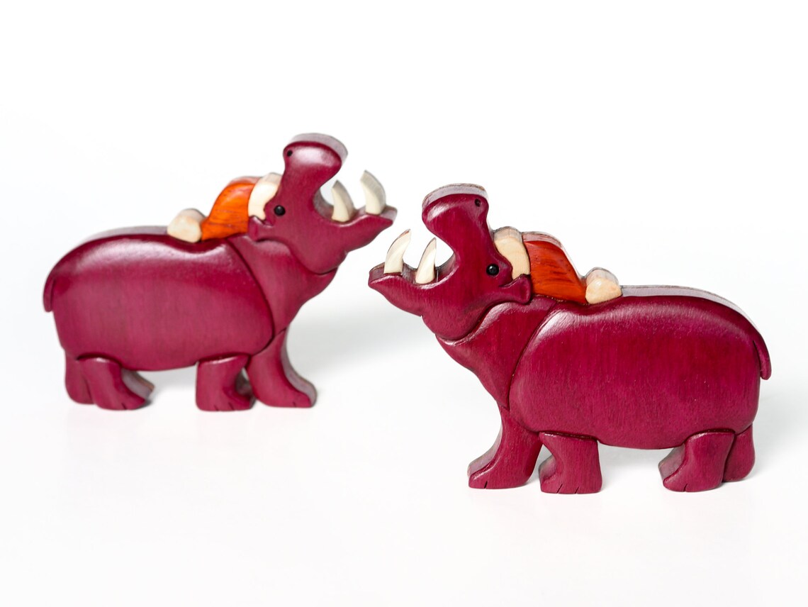 Hippopotamus Wooden Magnet / Ornament Christmas Tree Decor - Etsy