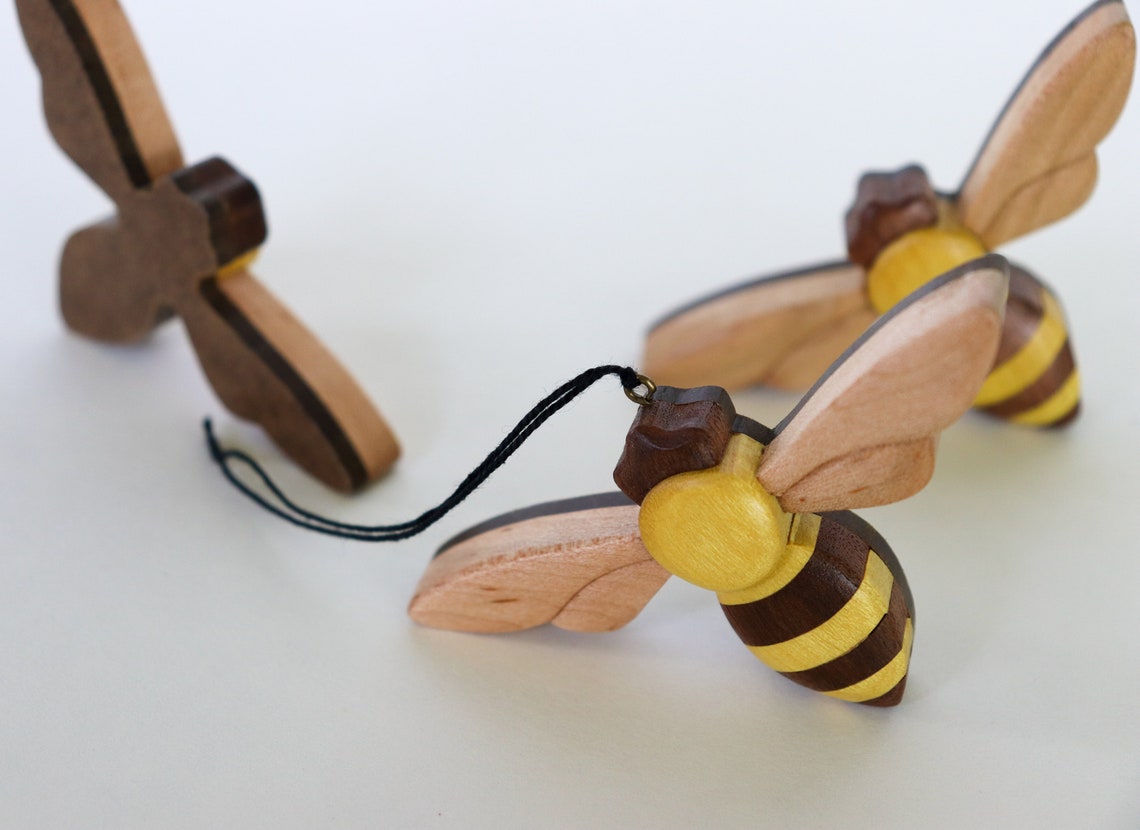 Honey Bee Wooden Magnet / Ornament Intarsia Wood Art Spring - Etsy